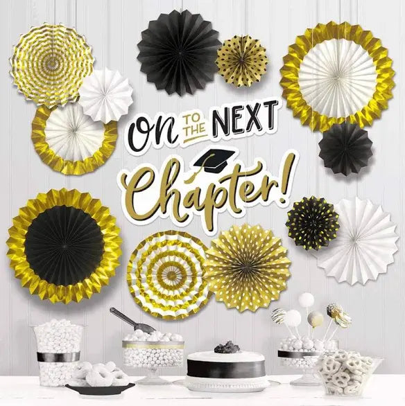 Graduation Deluxe Decorations Paper Fan Kit 1ct – Ready 4 Your Party